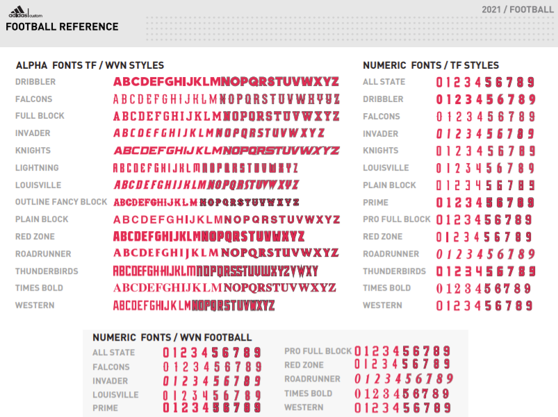 Letter and Number Fonts – Adidas Custom